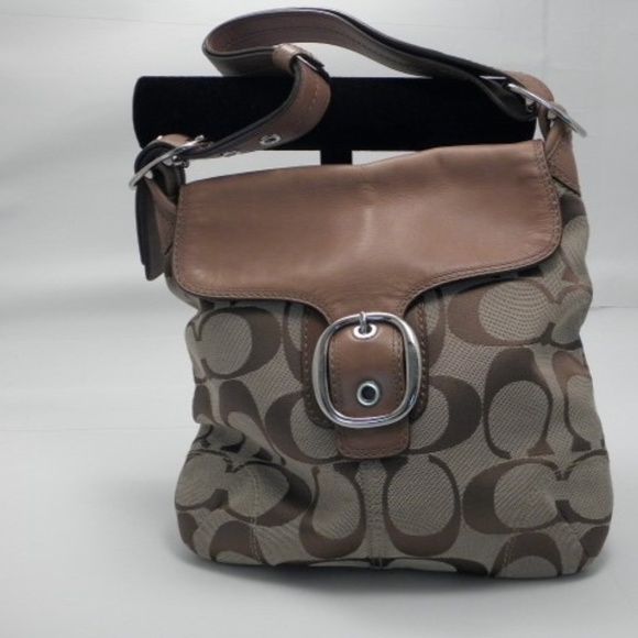 Coach | Bags | Coach Tan Signature Leather Flap Duffel Bag | Poshmark